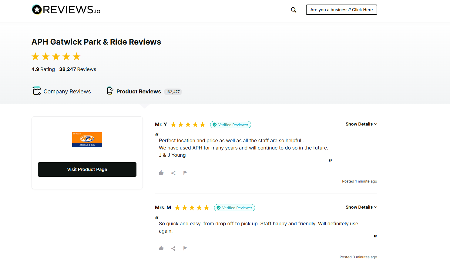 APH Parking Gatwick Reviews - Customers reviews of APH Park & Ride Parking
